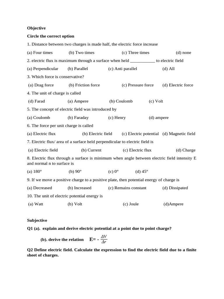 Applied Physics Paper Mids SC | PDF | Electricity | Electric Field