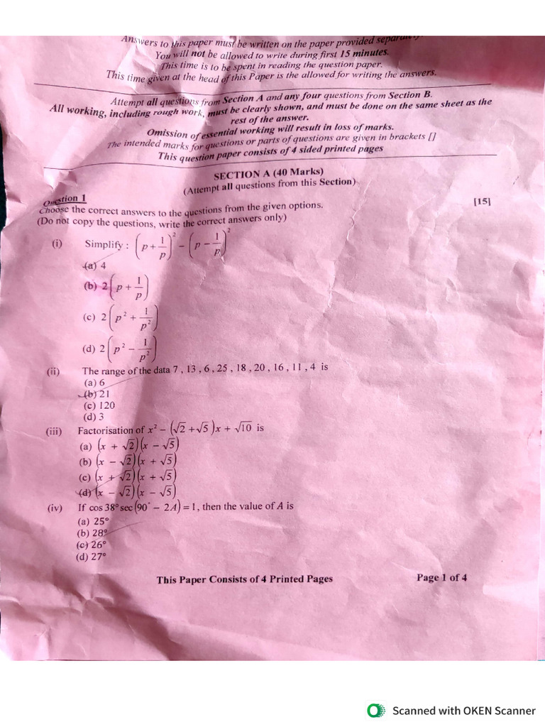 Maths Question Paper 2025 Heritage School Pdf 1616