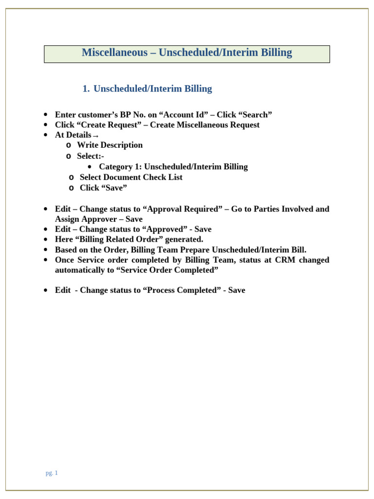 Unsheduled or Interim Billing | PDF