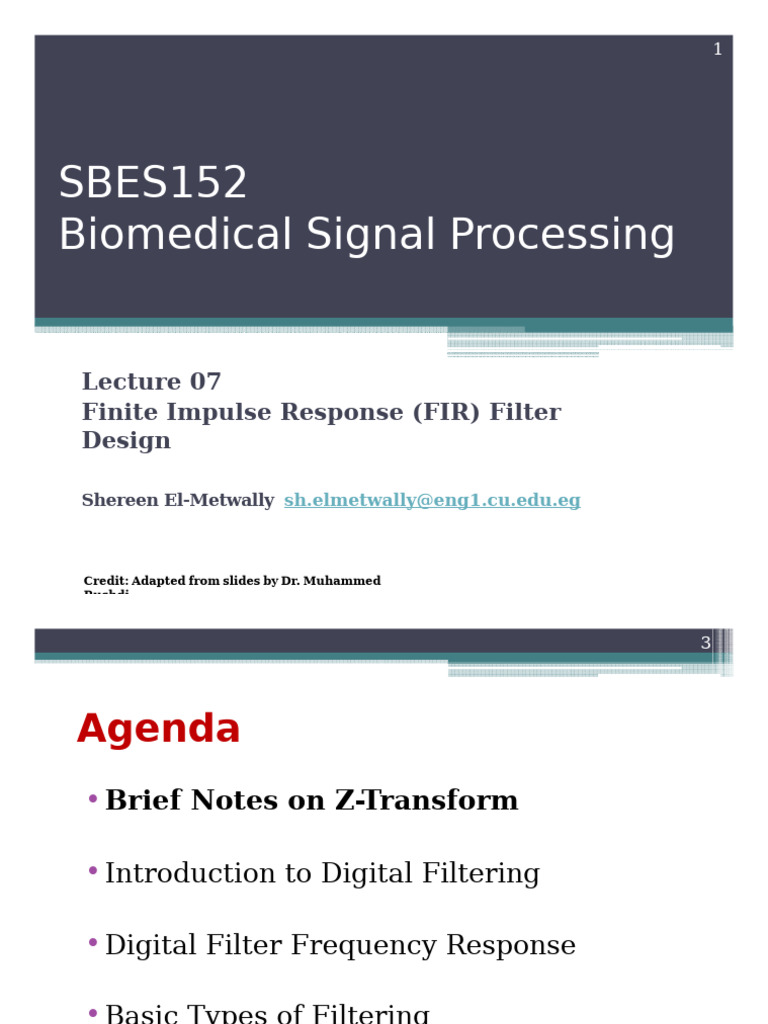 DSP_L07_FIR_Filter_Design | PDF | Filter (Signal Processing) | Distortion