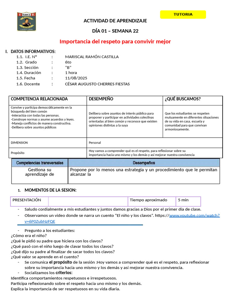 Importancia del Respeto en la Convivencia | PDF | Empatía | Psicología ...