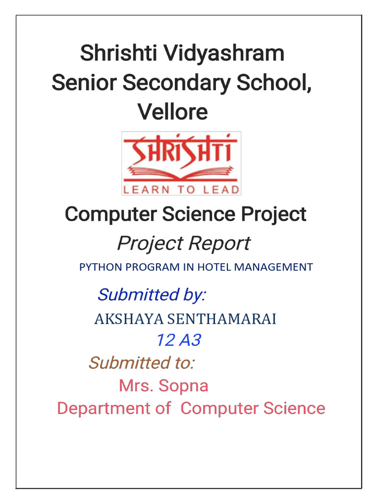 Akshaya Senthamarai CS Proj | PDF | Computer Program | Programming