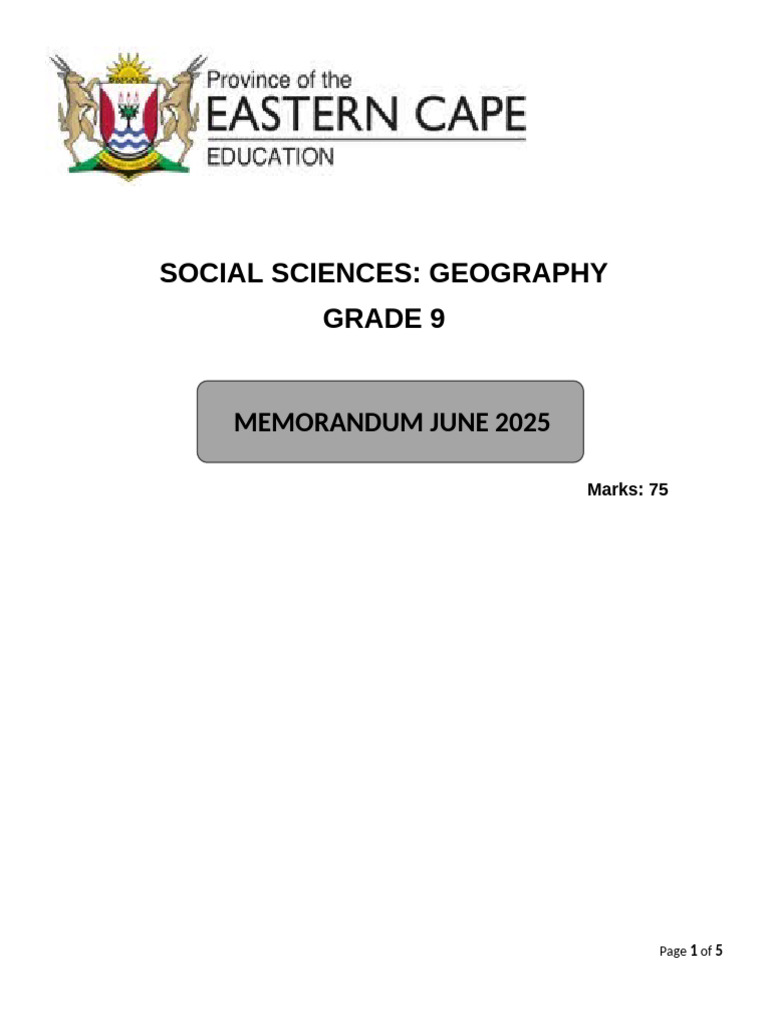 Grade 9 Geography June 2025 Memo | PDF | Gross Domestic Product | Economies