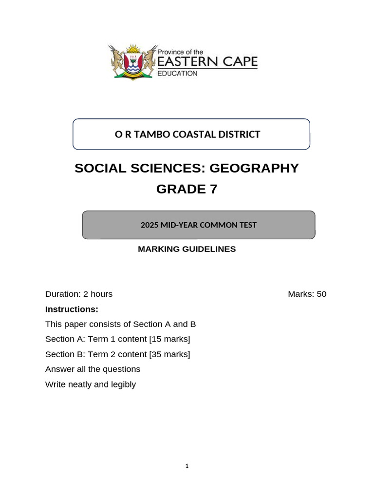 Grade 7 Geography Exam Guidelines 2025 | PDF | River | Flood