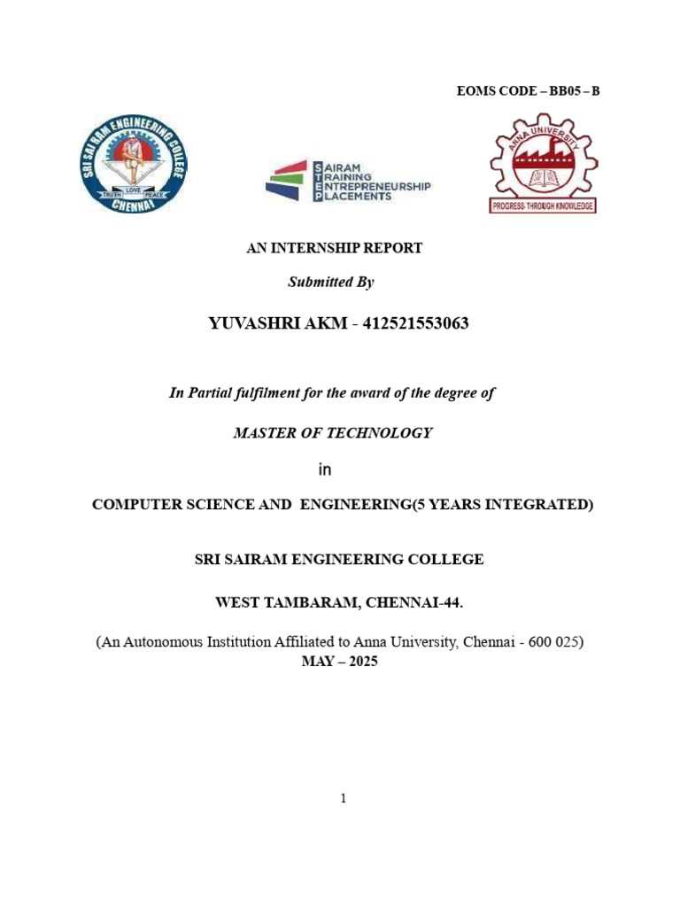 Yuva Internship Report at Vibhathi Labs | PDF | Databases | Sql