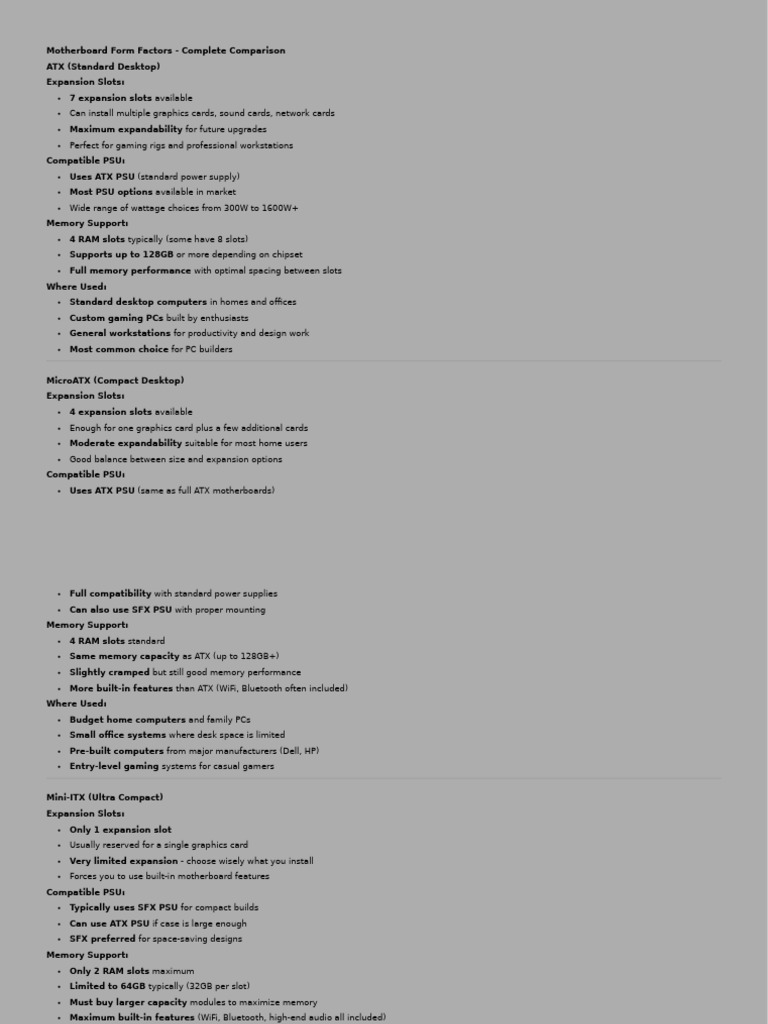 Motherboard Form Factors Overview | PDF | Desktop Computer | Personal ...