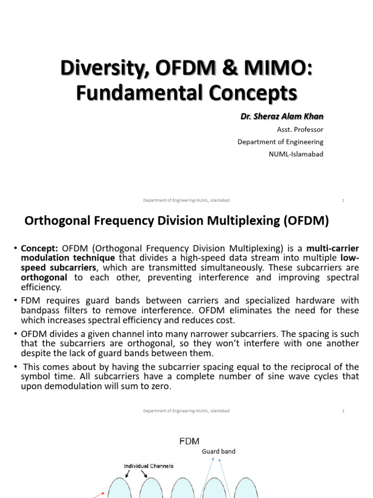 Lec 5b - Fundamental Concepts - OFDM and MIMO | PDF | Orthogonal Frequency Division Multiplexing ...
