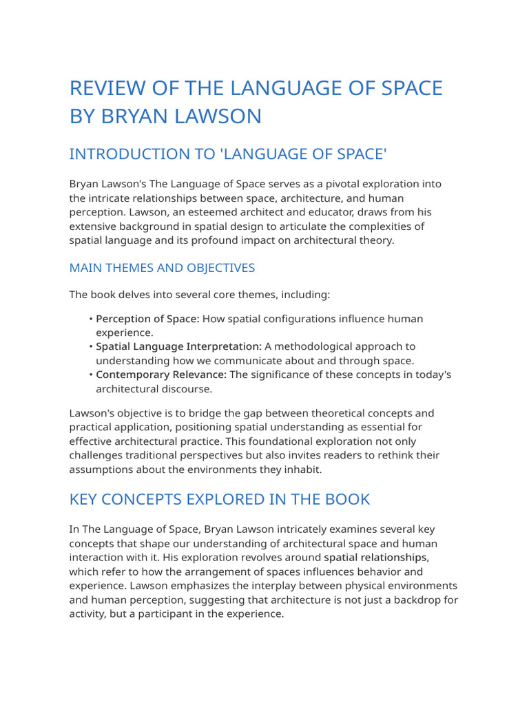 Review of The Language of Space by Bryan Lawson | PDF | Space | Concept