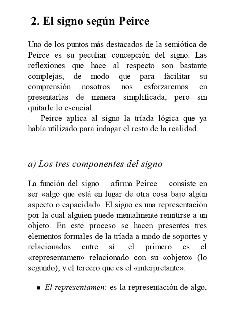 Tríada del signo en Peirce: semiótica esencial | PDF | Charles Sanders ...