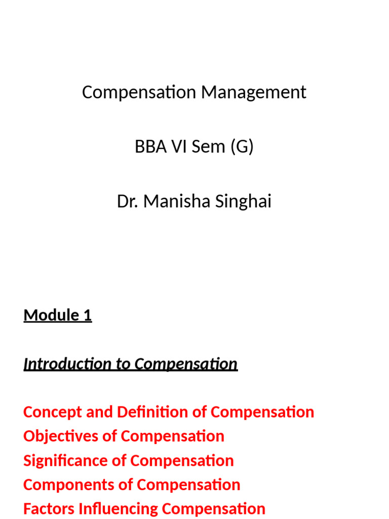 Compensation Management | PDF