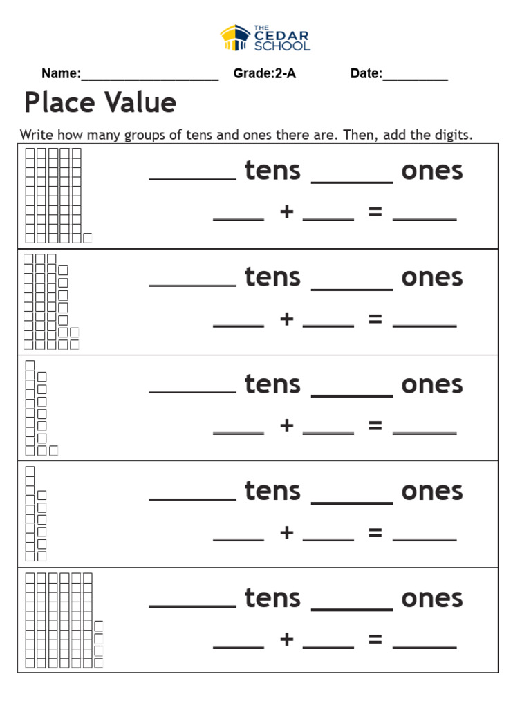 Place Value Ones and Tens Activity Sheet | PDF