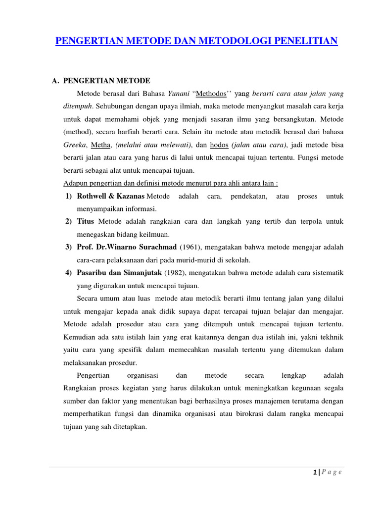 Metode Dan Metodologi Penelitian | PDF