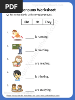 Pronouns Worksheet He She It and They | PDF | Language Arts & Discipline