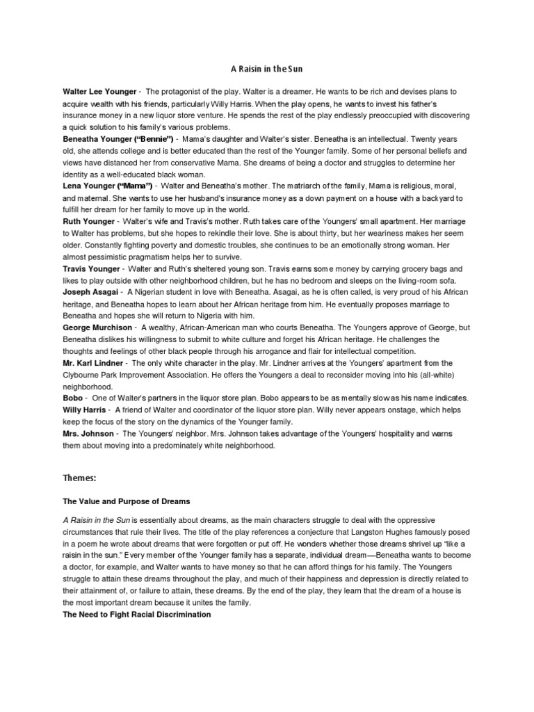 Characters and Themes in A Raisin in the Sun | PDF | Social Science