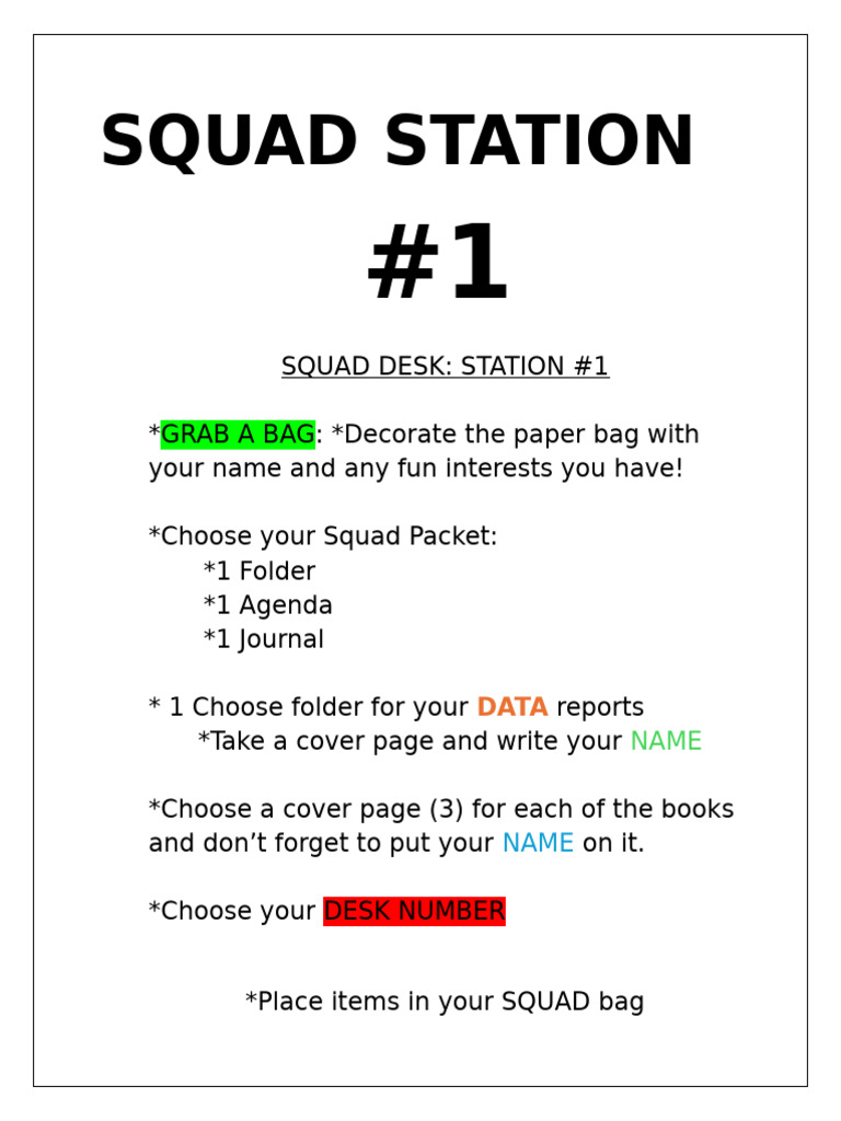 Squad Stations 2025 | PDF | Classroom | Learning