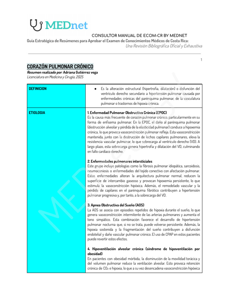 Corazon Pulmonar | PDF | Pulmón | Hipertensión