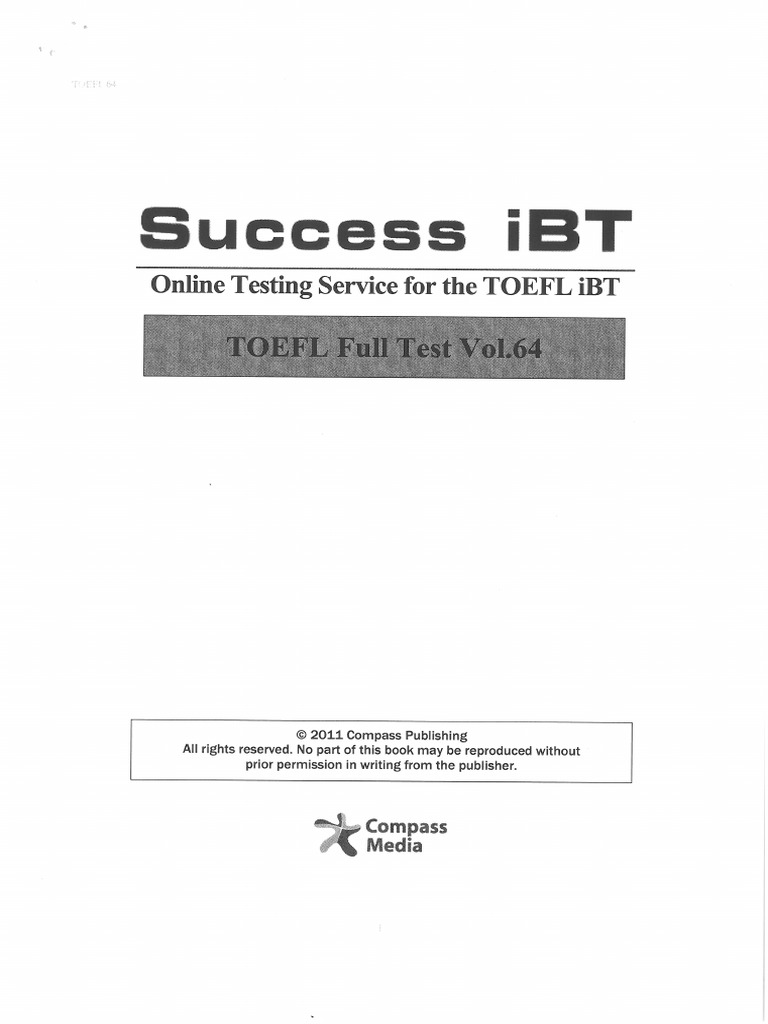 Success IBT - ToEFL Full Test Vol.64 | PDF