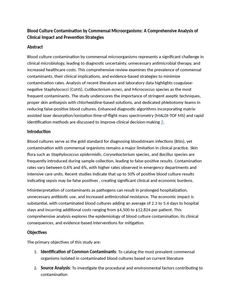 Blood Culture Contamination: Impact & Solutions | PDF | Microbiology ...