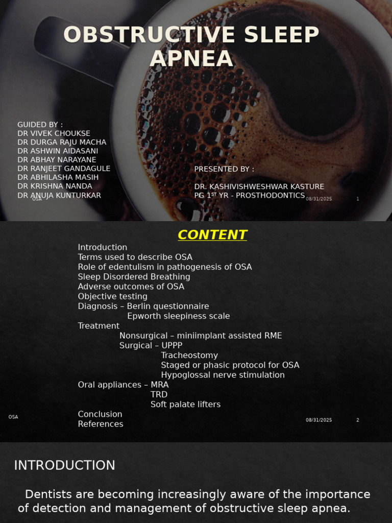 obstructive sleep apnea, its causes, treatment using various modalities | PDF | Sleep Apnea ...