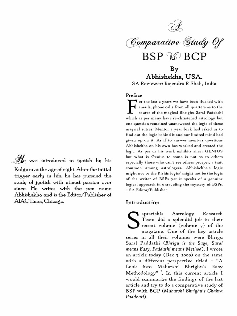 Comparative Study of Brighu Saral Vs Brighu Chakra Paddhati | PDF | Horoscope | Planets