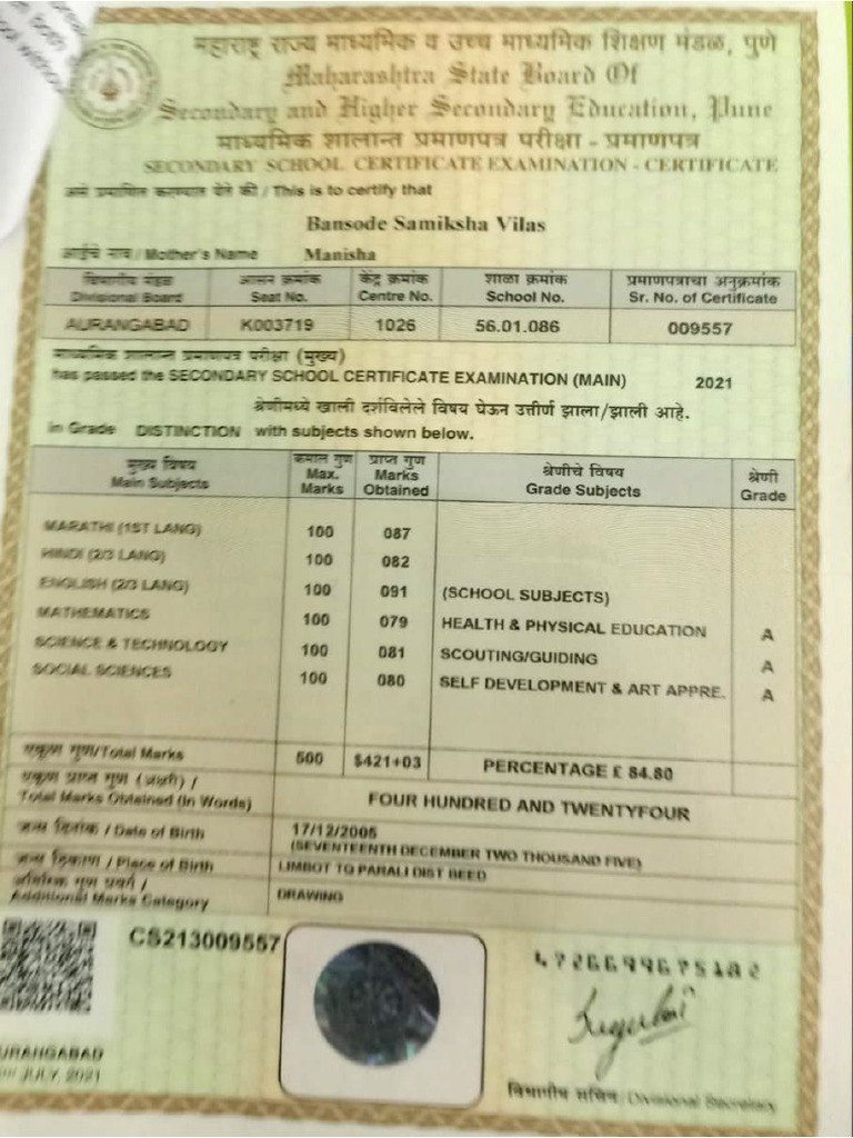 10th Certificate | PDF