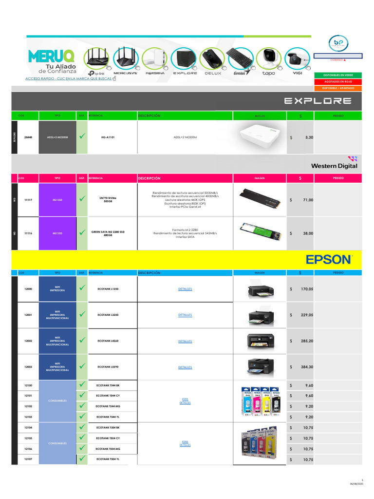 Lista de Precios - Meruq 06.08 | PDF | Unidad de estado sólido ...