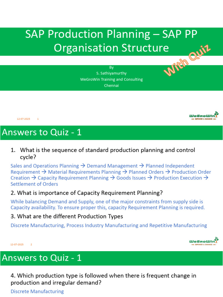 SAP PP - Organization Structure in S - 4HANA For Production Planning ...
