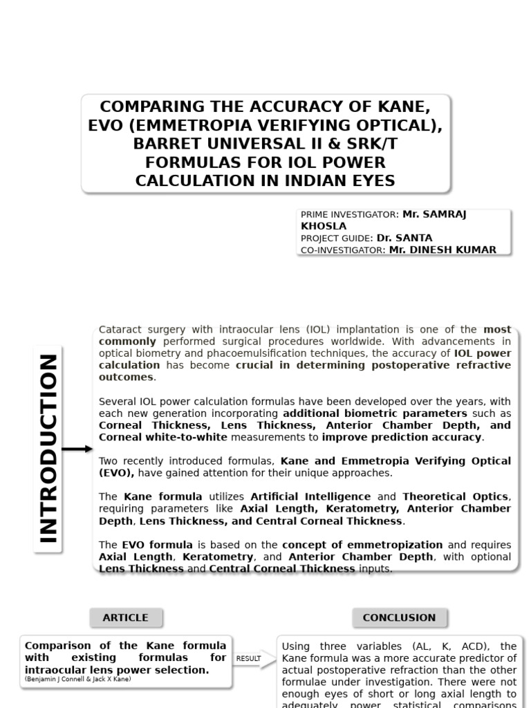Accuracy of Various Iol Power Calculating Formulas | PDF | Human Eye ...