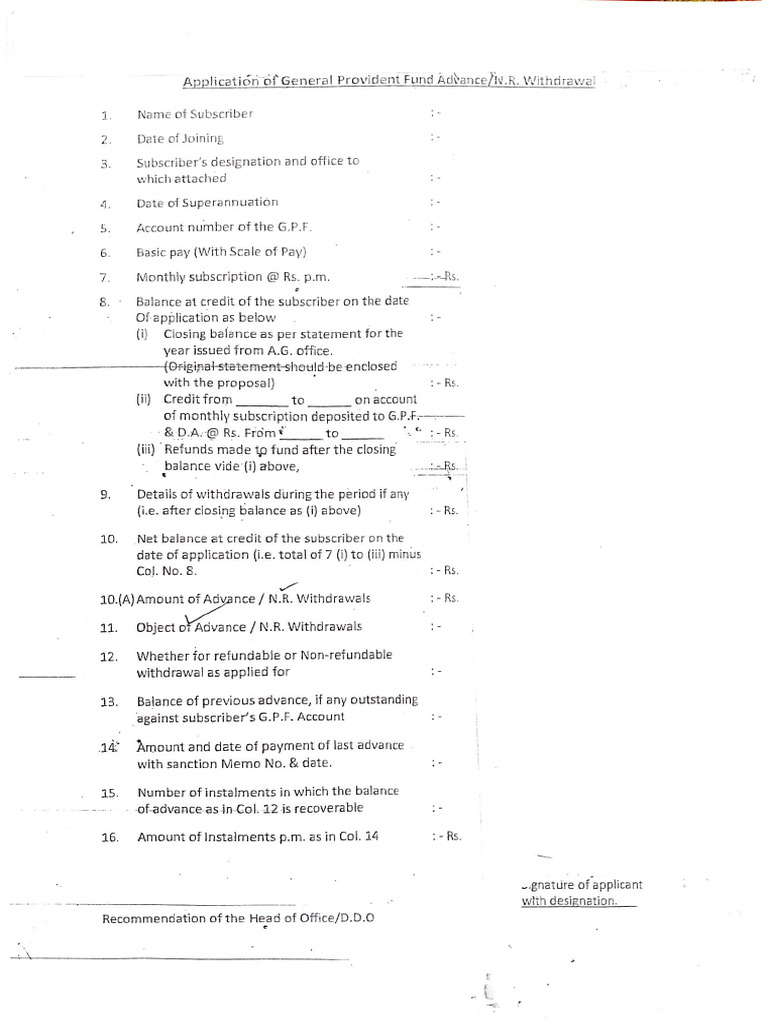 Application For GPF | PDF