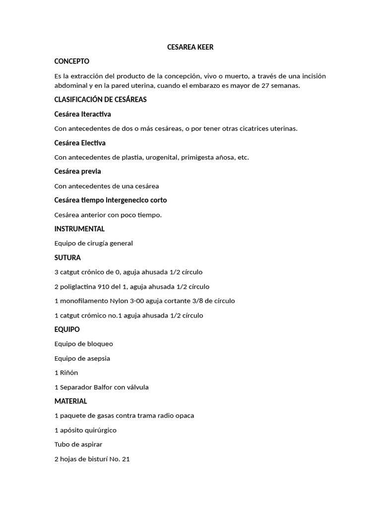 Tipos de Cesárea Kerr y Procedimientos | PDF