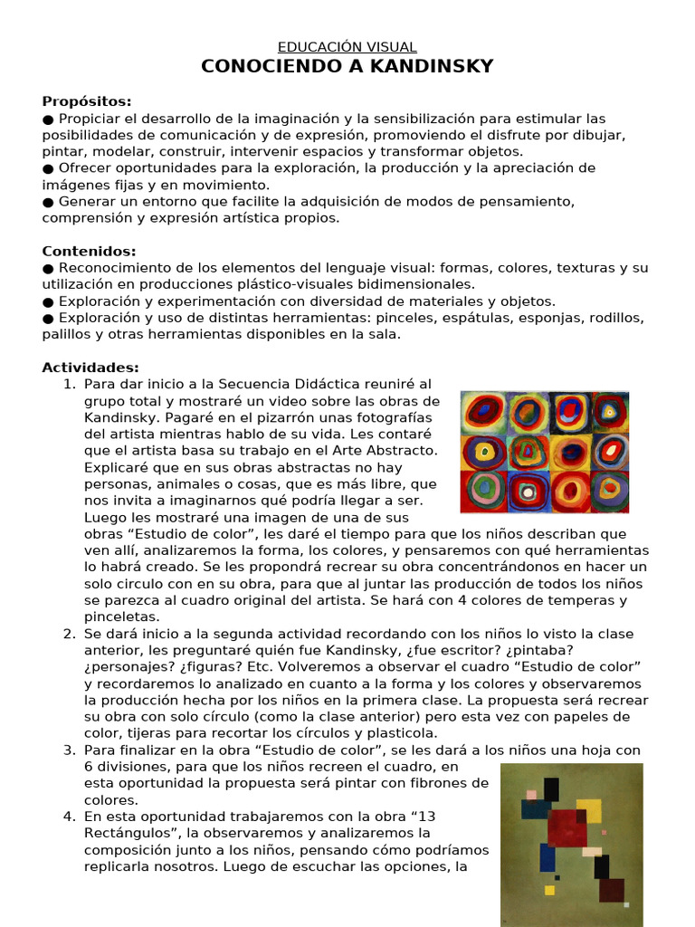 Actividades Artísticas con Kandinsky | PDF | Wassily Kandinsky | Imagen