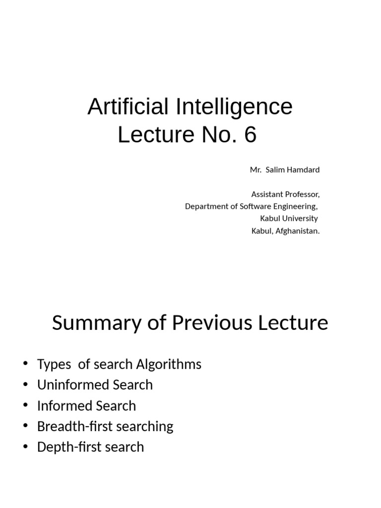 AI Lecture 06 - Informed Search | PDF | Algorithms | Algorithms And Data Structures