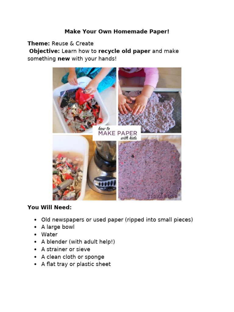 Homemade Paper Recycling Project | PDF