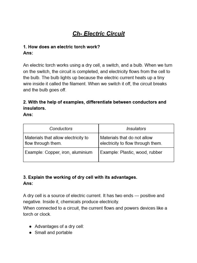 Science Class-6 Electricity | PDF
