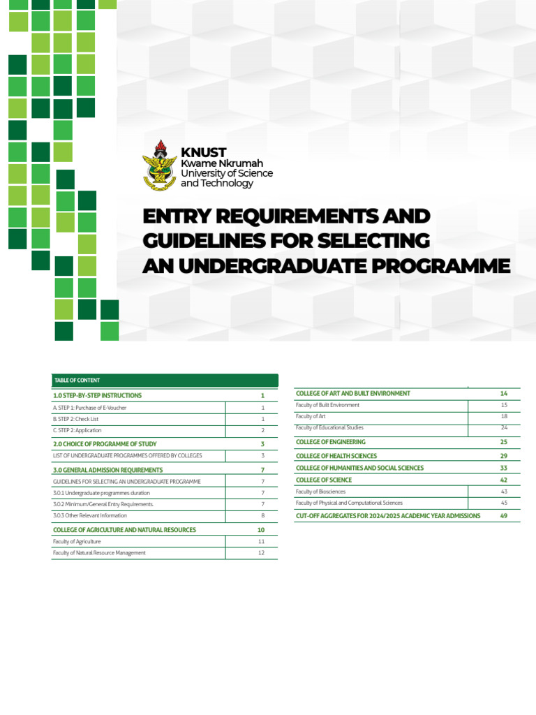 KNUST Admission - Requirement | PDF | Bachelor's Degree | Bachelor Of Science