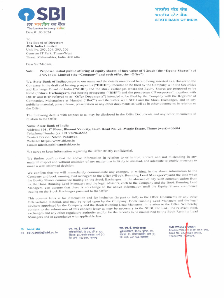 Sbi Consent Letter Banker | PDF