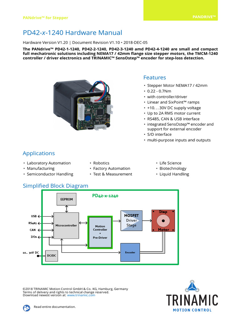 PD42-2-1240-CANOPEN Trinamic Motion Control GMBH | PDF | Usb | Power Supply