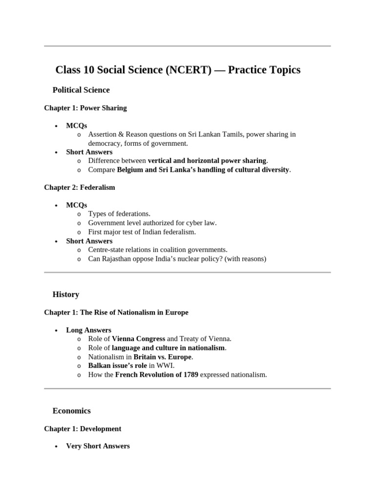 Class 10 Social Science Practice Guide | PDF