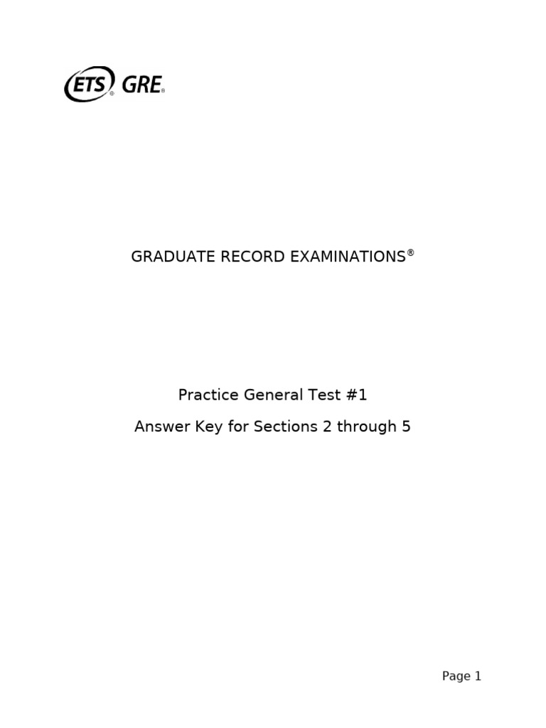 GRE Screen Reader Practice Test 1 Answer Key 2 | PDF | Graduate Record ...