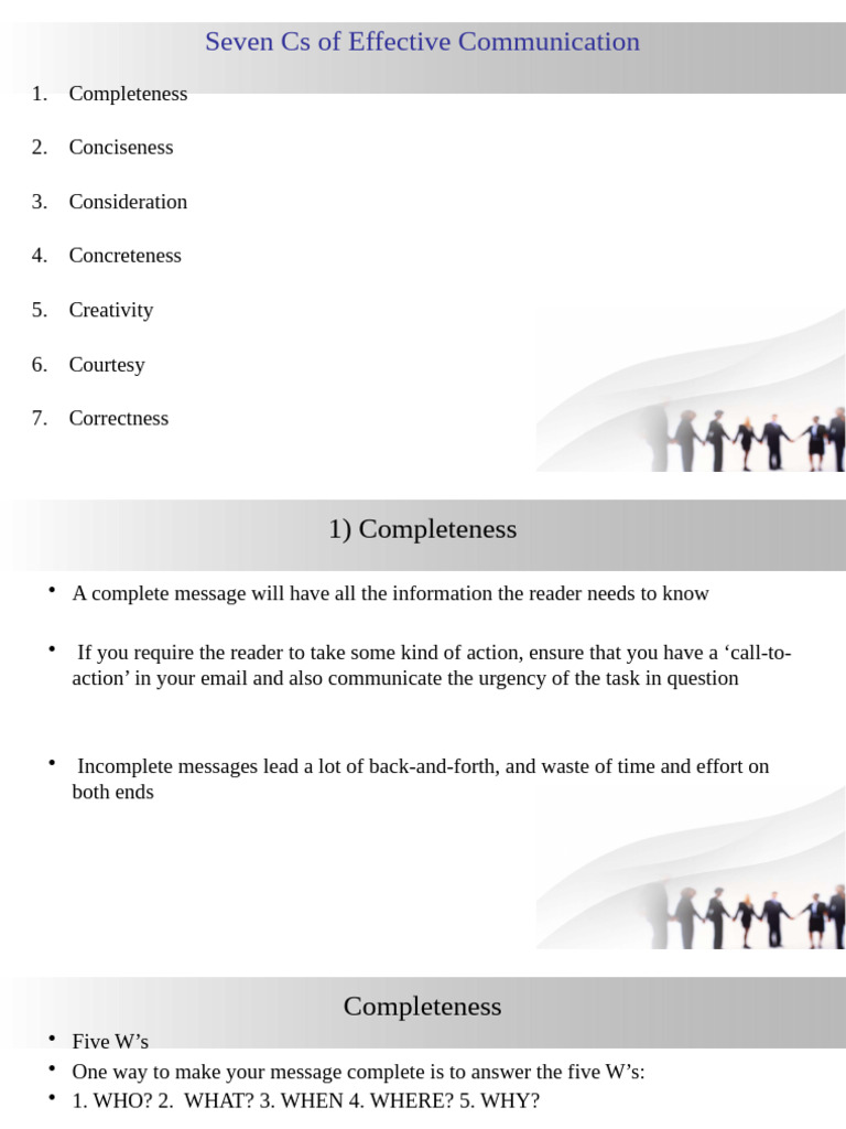 Seven Cs of Effective Communication | PDF | Disability | Acronym