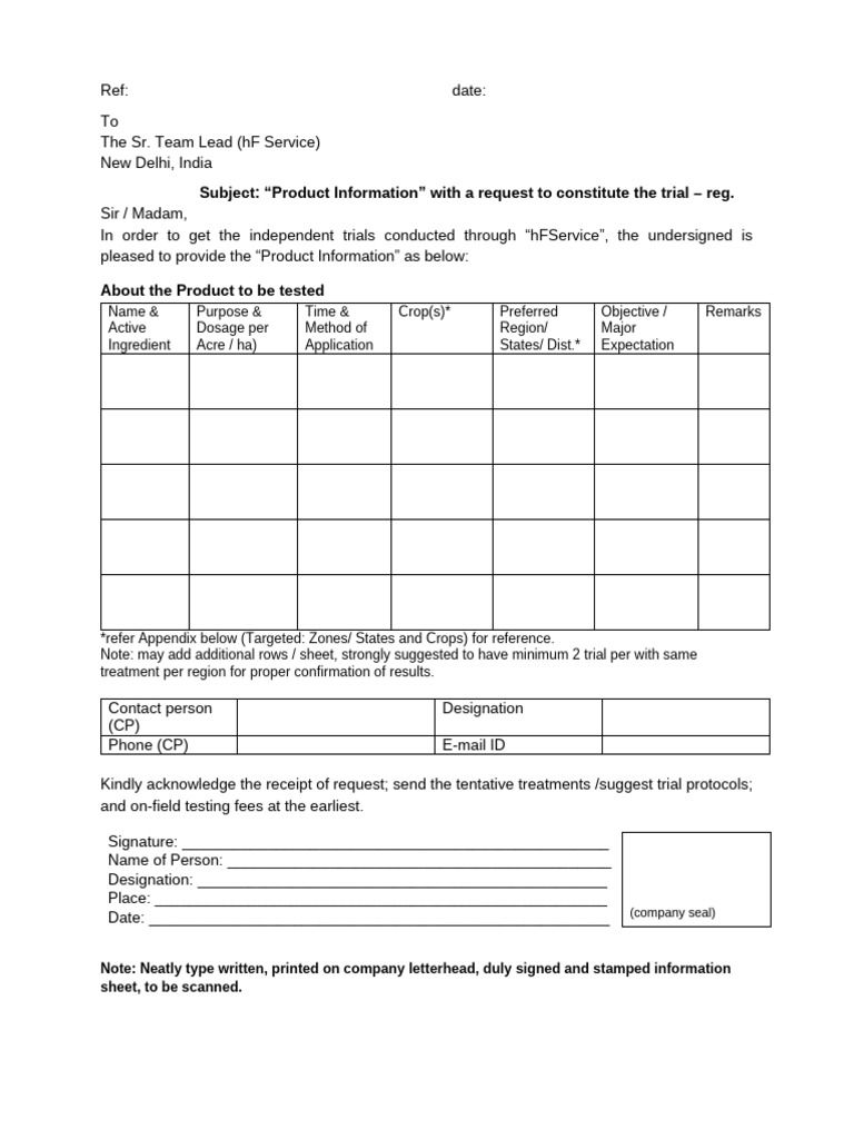 Product Information Form | PDF | Crops | Foods