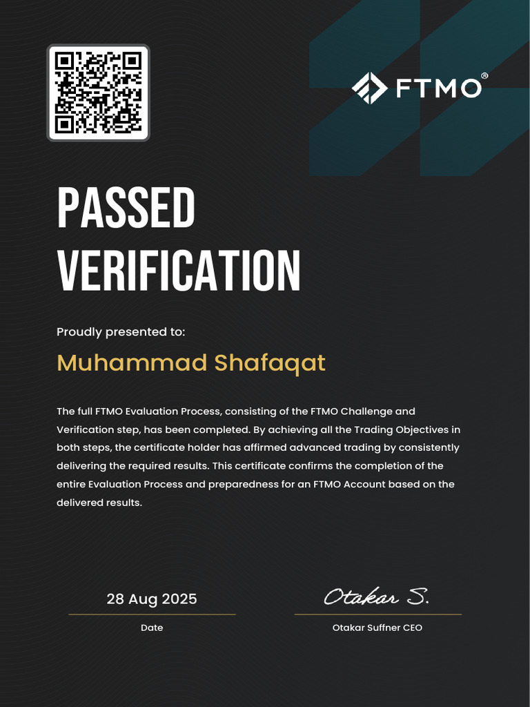 FTMO Challenge Passed Certificate | PDF