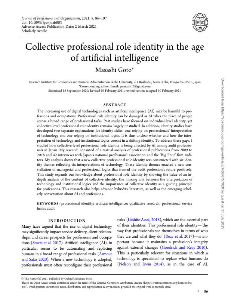 Collective Professional Role Identity | PDF | Audit | Artificial ...