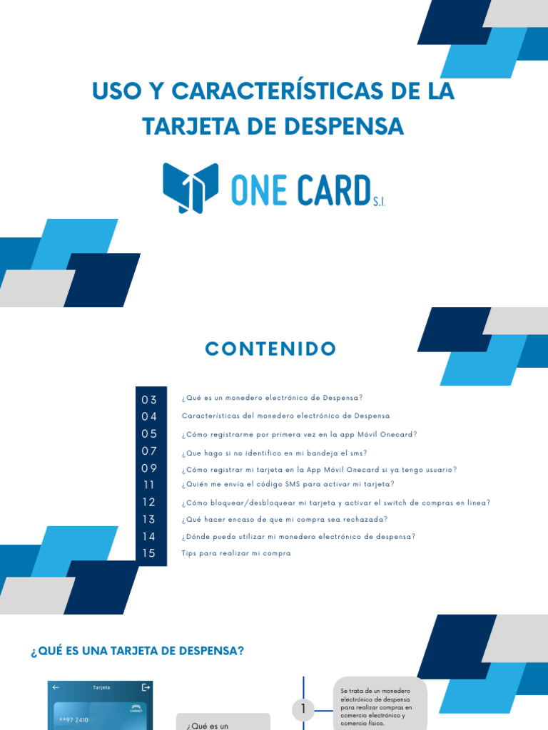 Uso y Registro de Onecard Despensa | PDF | Aplicación movil | Tarjeta ...