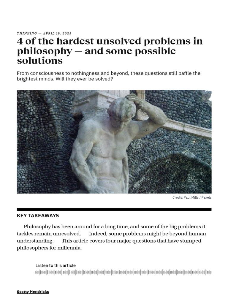 Hardest Unsolved Problems in Philosophy | PDF | Nothing | Falsifiability