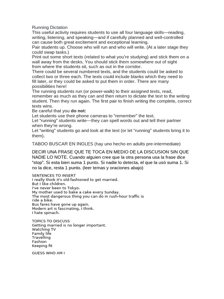 Engaging Running Dictation Activity | PDF