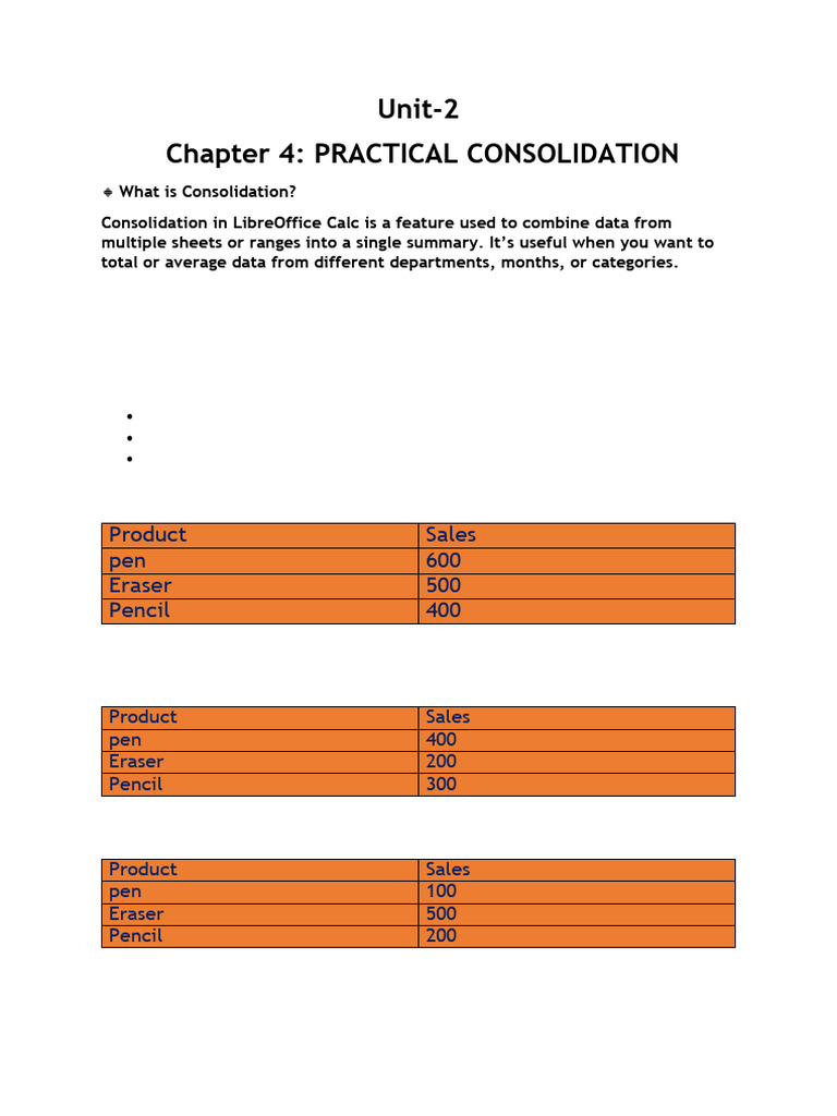 Consolidation in LibreOffice Calc | PDF