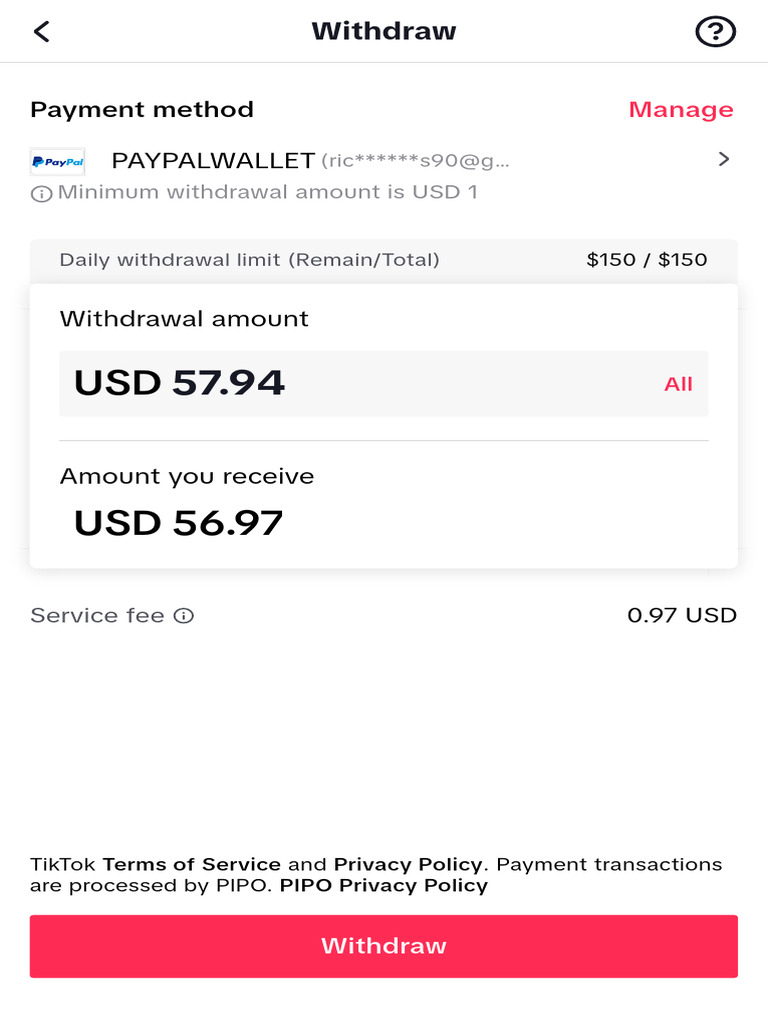 PayPal Minimum Withdrawal Details | PDF