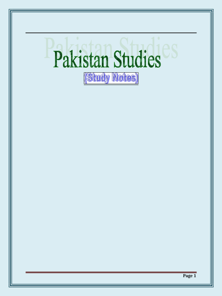 Pakistan Studies | PDF
