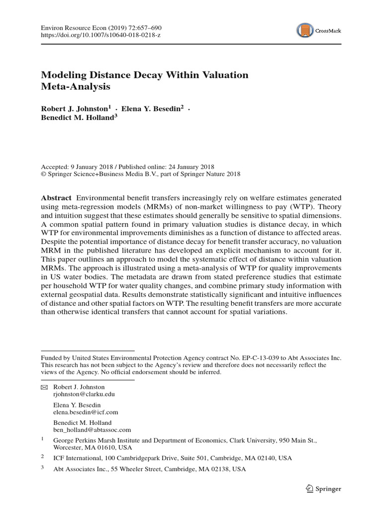 Distance Decay in WTP Valuation Models | PDF | Standard Deviation ...